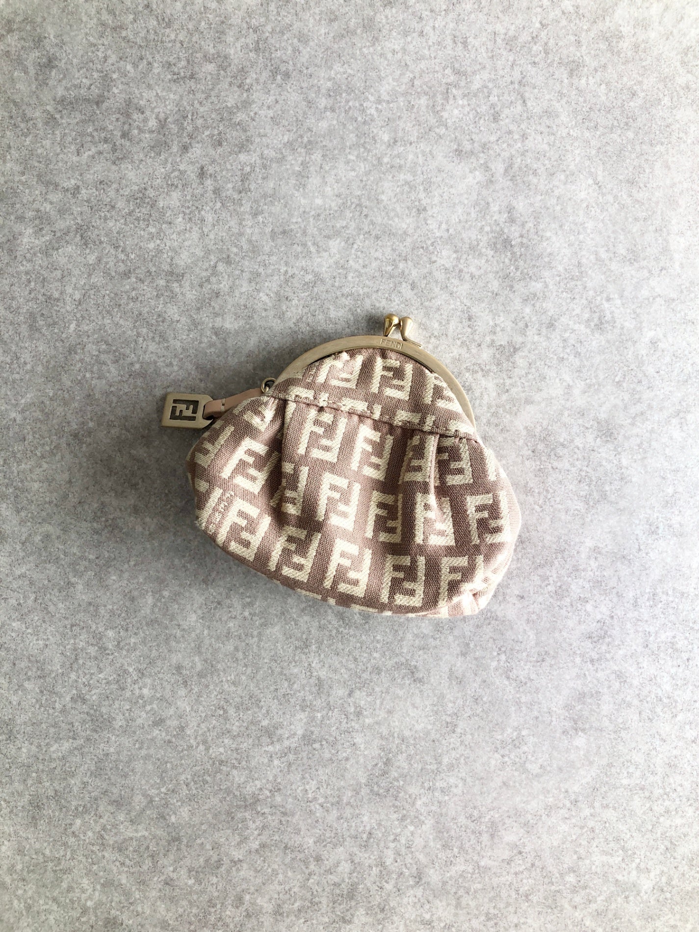 FENDI Zucca Logo Metal Clasp Coin Purse Brown Vintage vawx3g ...